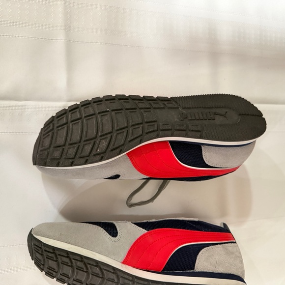 Puma | Shoes | Puma Gray And Navy Sneakers With Red Accents | Poshmark
